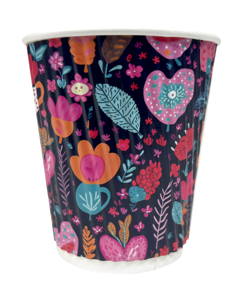 Hearts in Bloom Groove Cups - Paper Hot Cups – Greenpacks USA